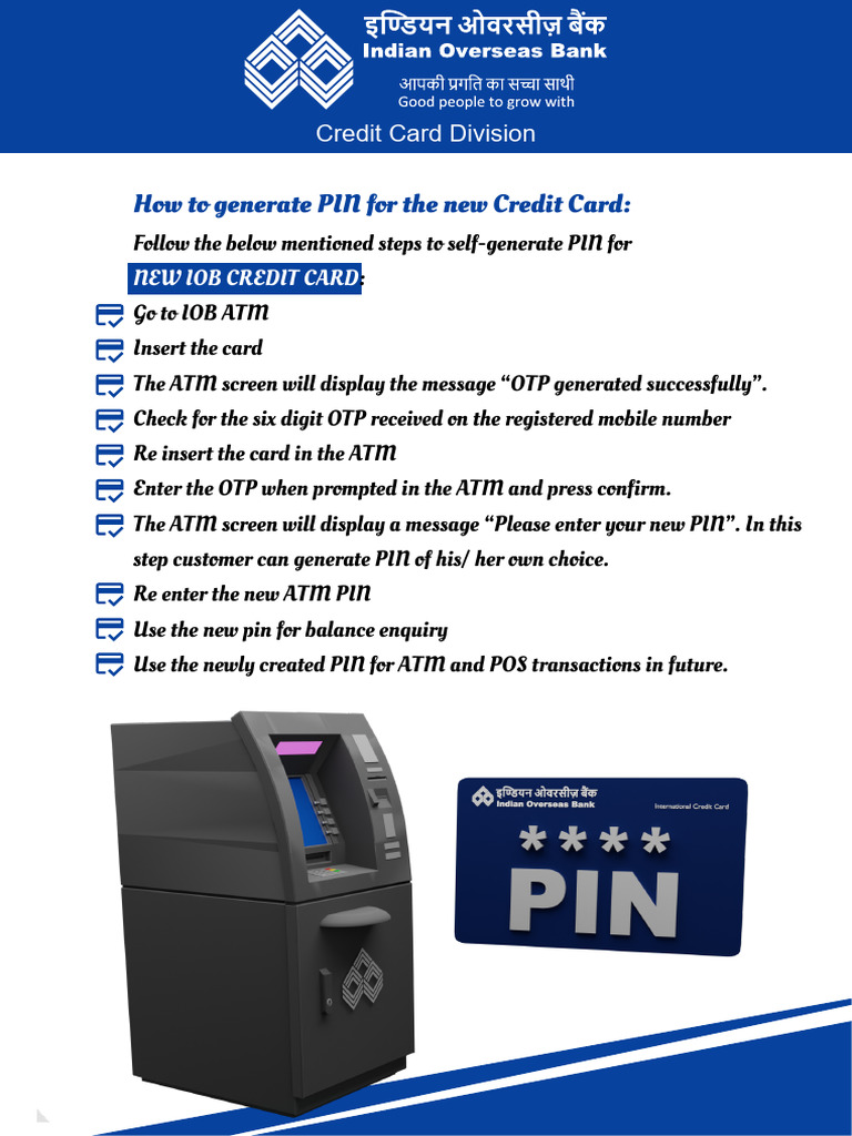 Generate IOB Credit Card PIN Guide | PDF