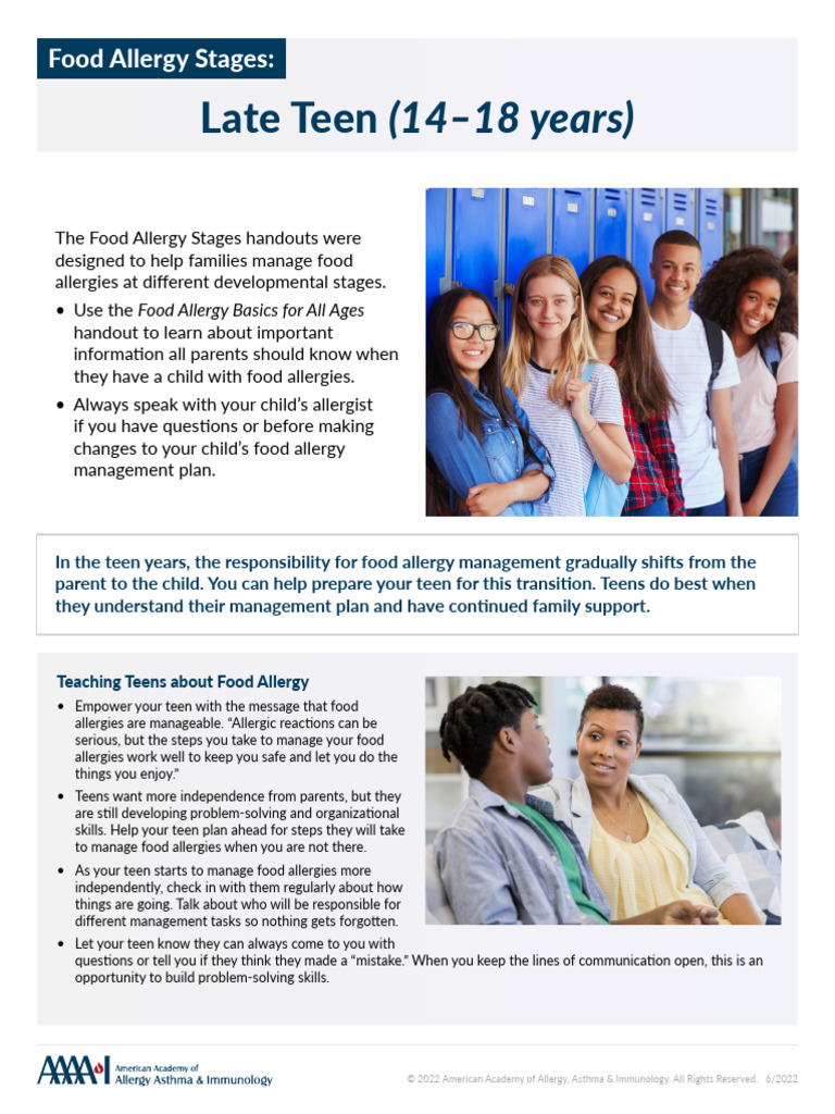 Food Allergy Management for Teens | PDF | Allergy | Allergen
