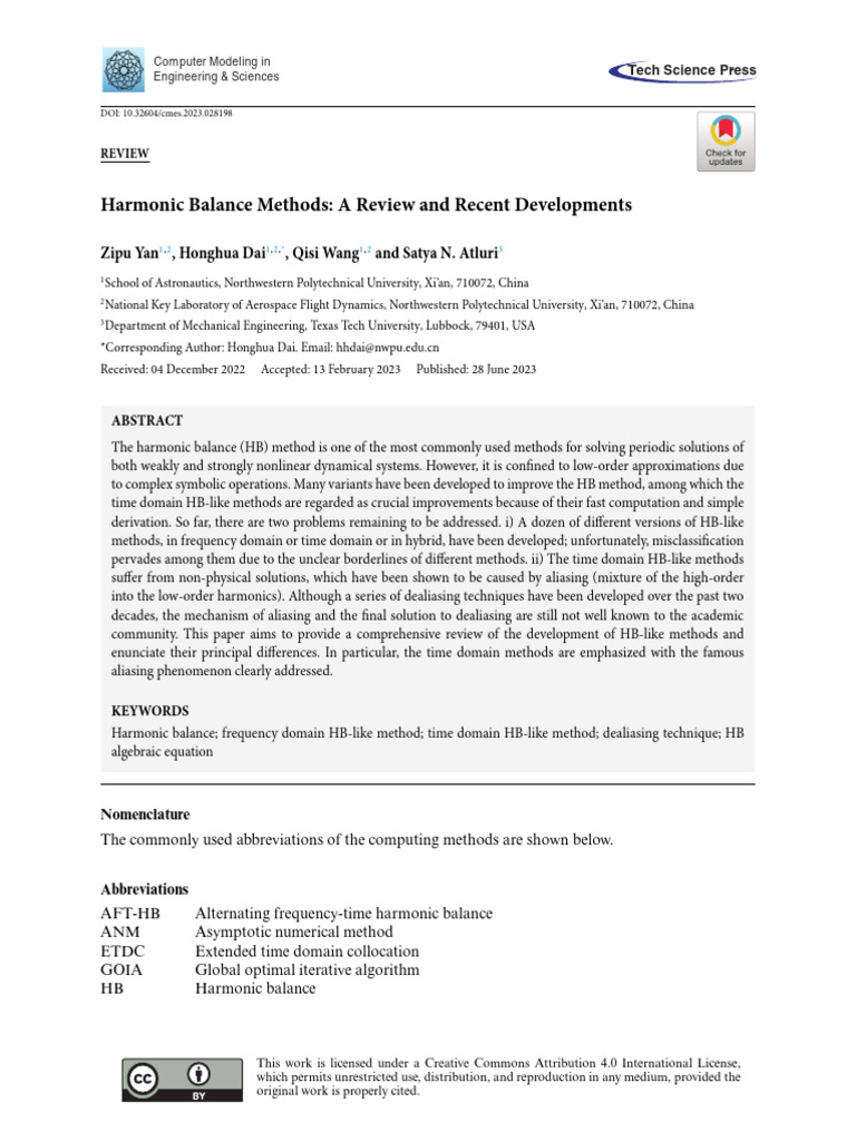 Harmonic Balance Methods A Review and Recent Devel | PDF | Discrete ...