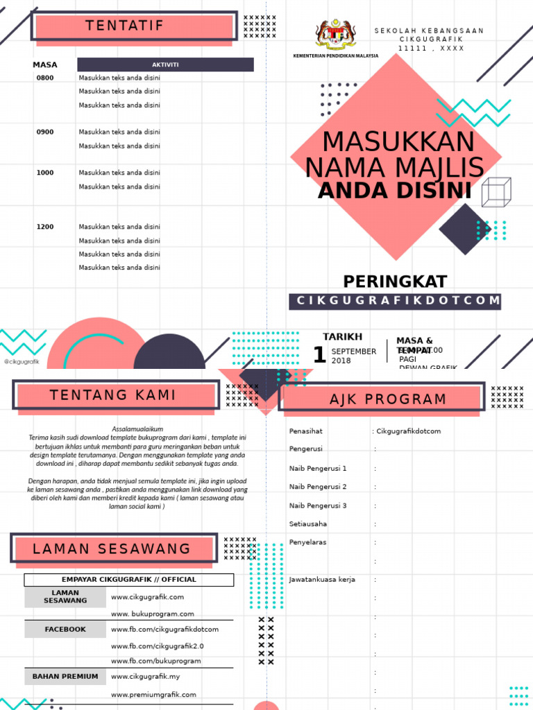 Template Buku Program Percuma PKP v3 Geometri Cikgugrafik | PDF