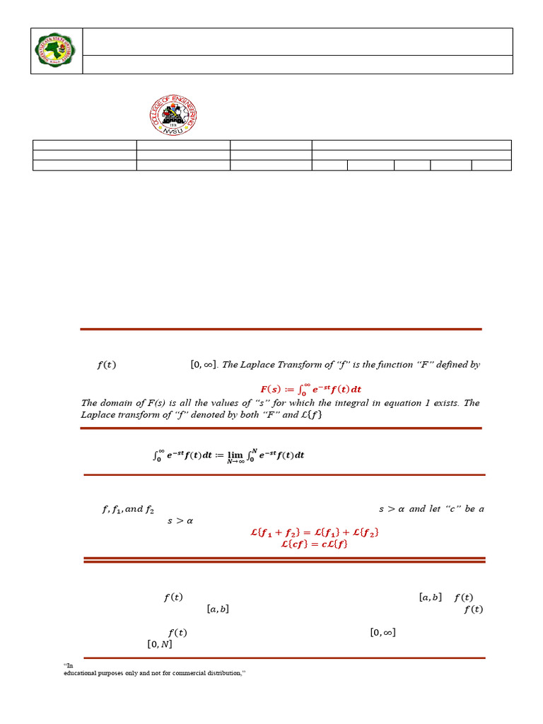 MODULE 7 Laplace Transform | PDF | Laplace Transform | Mathematical Physics