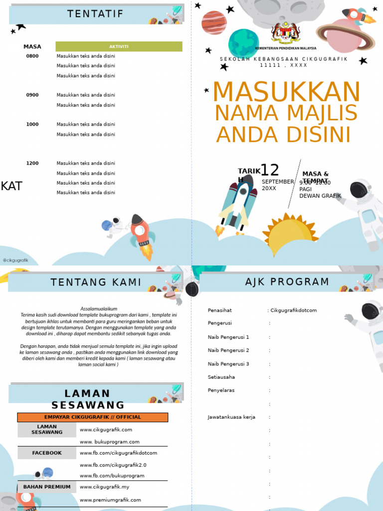 Template Buku Program Percuma Tema Angkasa (Cikgugrafik) | PDF