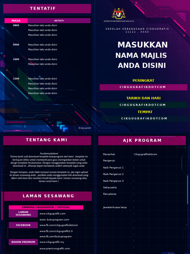Template Buku Program Percuma Tema Teknologi Masa Depan (Cikgugrafik) | PDF