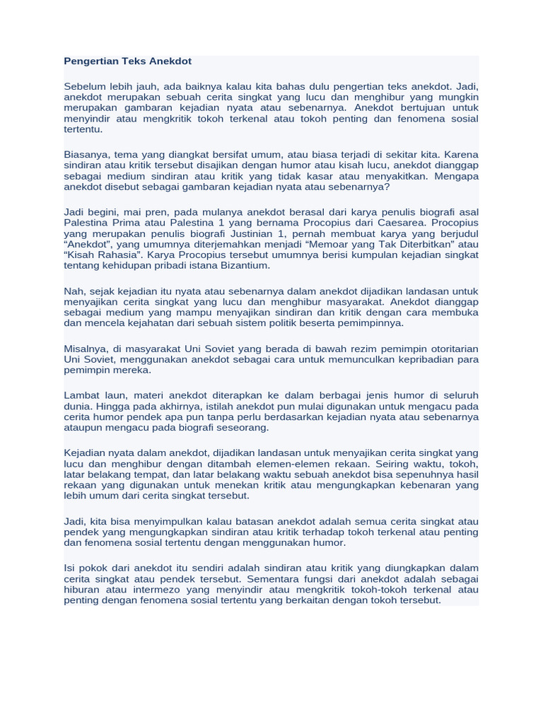 Pengertian Teks Anekdot | PDF | Fiksi Umum