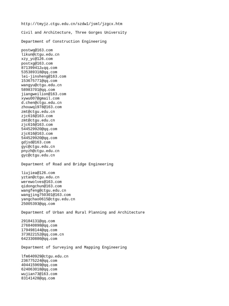 CTGU Engineering Departments Contacts | PDF