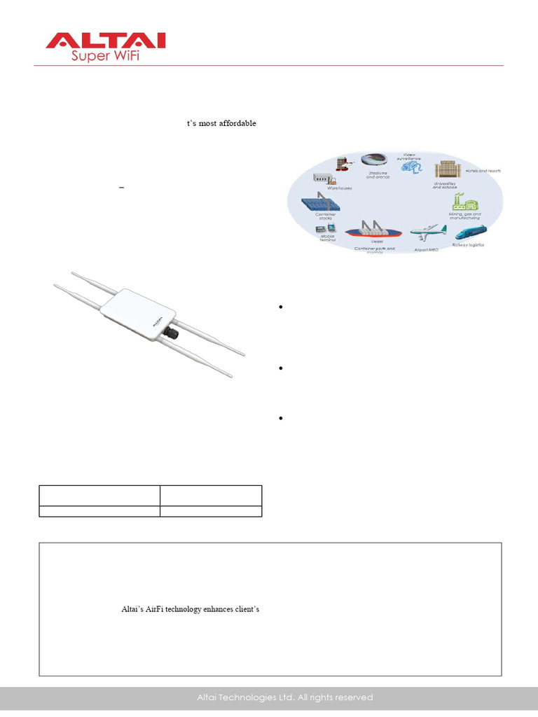 Altai CX200: Cost-Effective Outdoor AP | PDF | Wi Fi | Ieee 802.11
