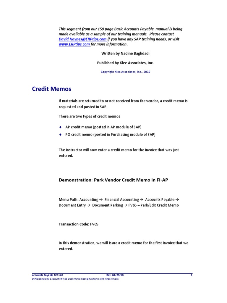 Accounts-Payable Credit Memo | PDF | Accounts Payable | Business