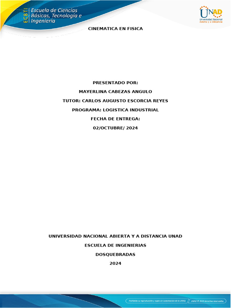 Tarea - 1 - Cinematica en - Fisica | PDF | Velocidad | Cinemática