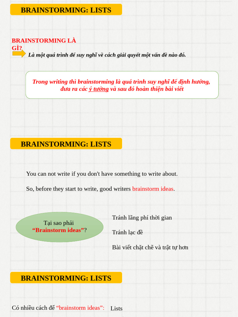 Use Lists To Brainstorm | PDF | Language Arts & Discipline
