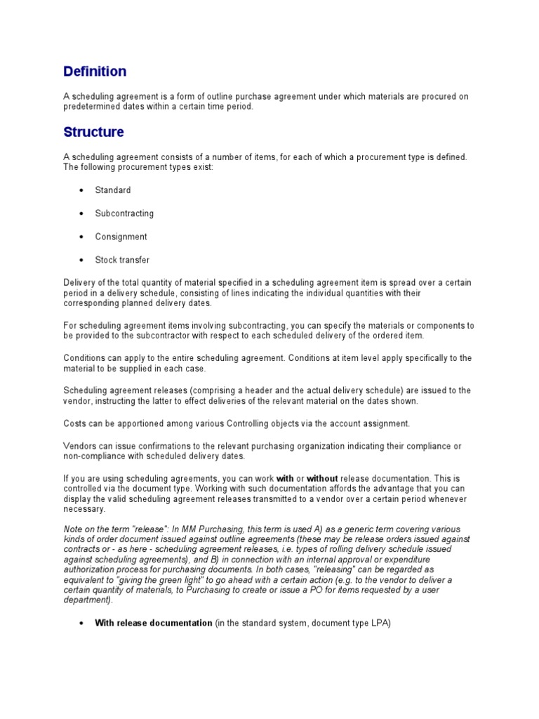 Understanding Scheduling Agreements in SAP | PDF | Procurement | Computing