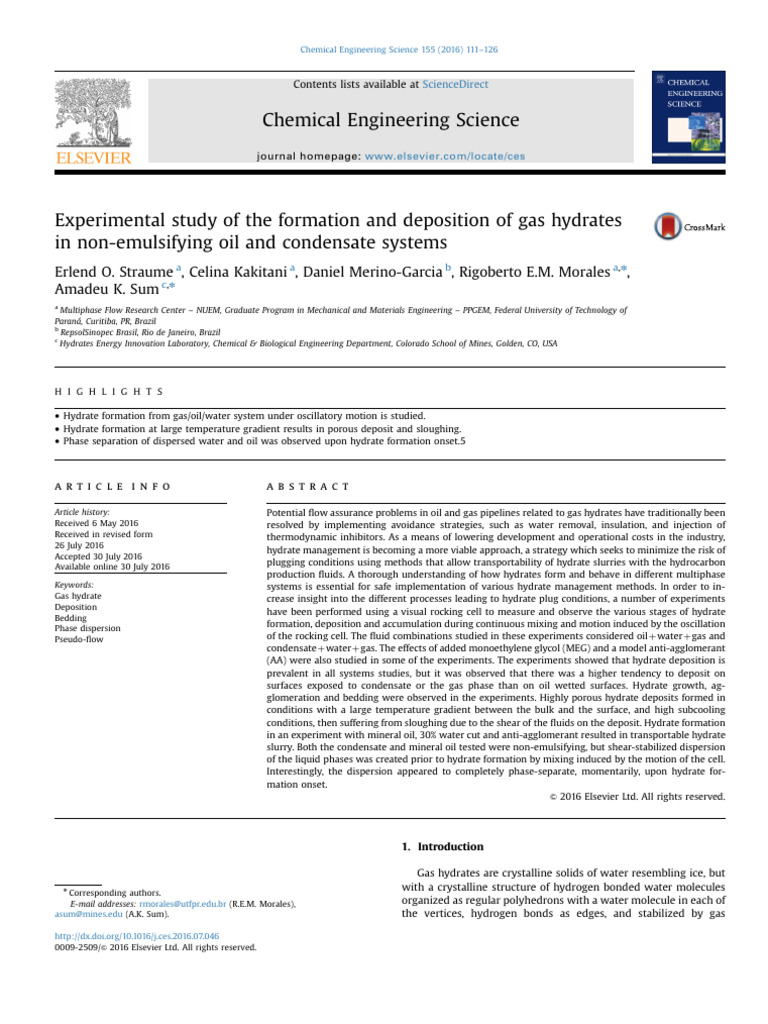 Gas Hydrate Formation in Oil Systems | PDF | Water | Phase (Matter)