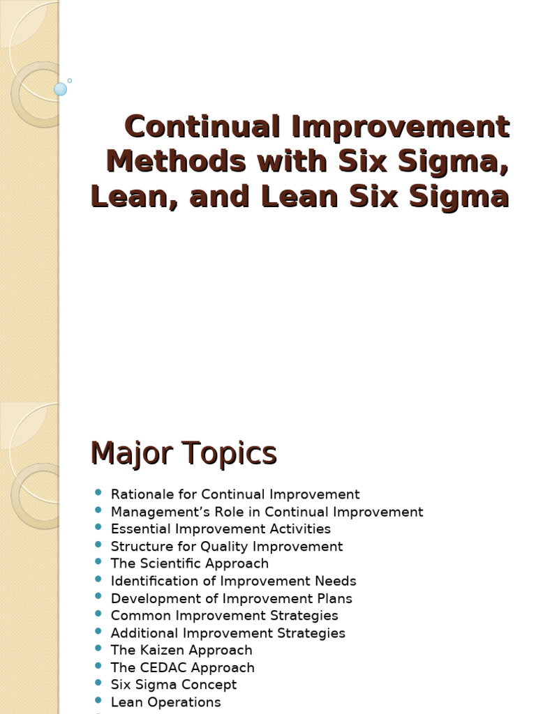 CHP 19 - Continual Improvement Method With Six Sigma, Lean, and Lean 6 Sigma | PDF | Six Sigma ...