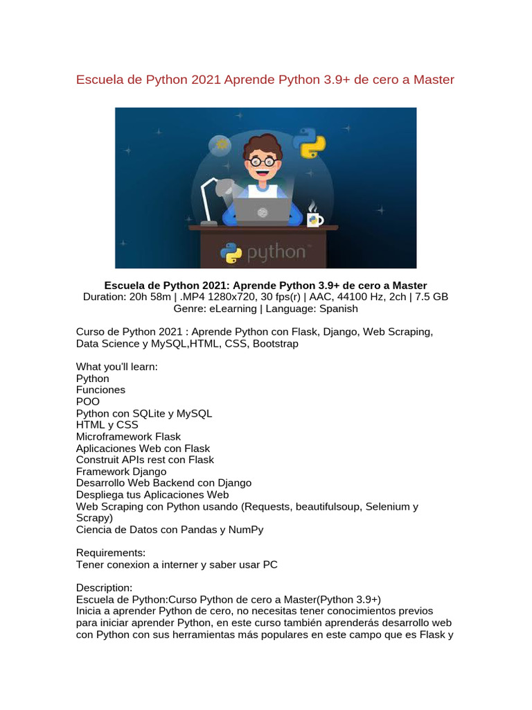 Escuela de Python 2021 Aprende Python 3.9+ de Cero A Master | PDF | Mi ... Escuela de Python 2021 Aprende Python 3.9+ de Cero A Master | PDF | Mi ...