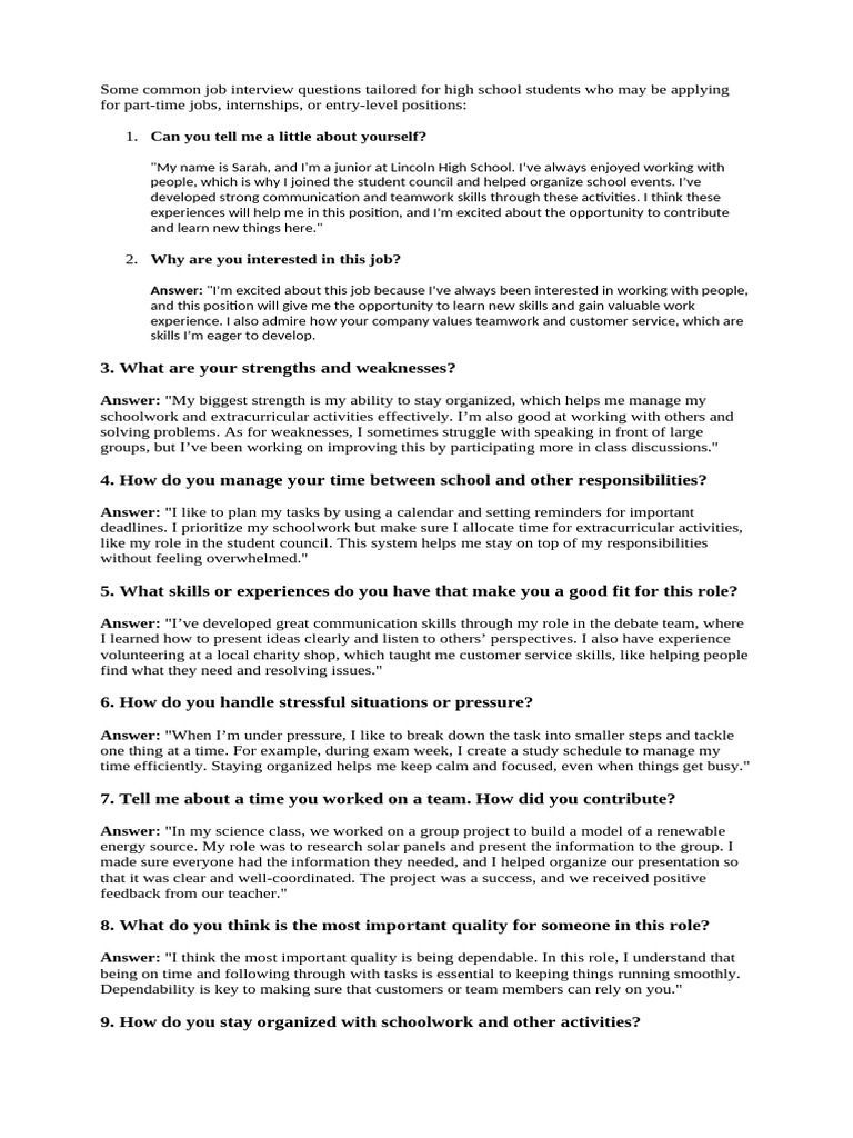 Job Interview Questions | PDF | Human Communication | Organizational ...