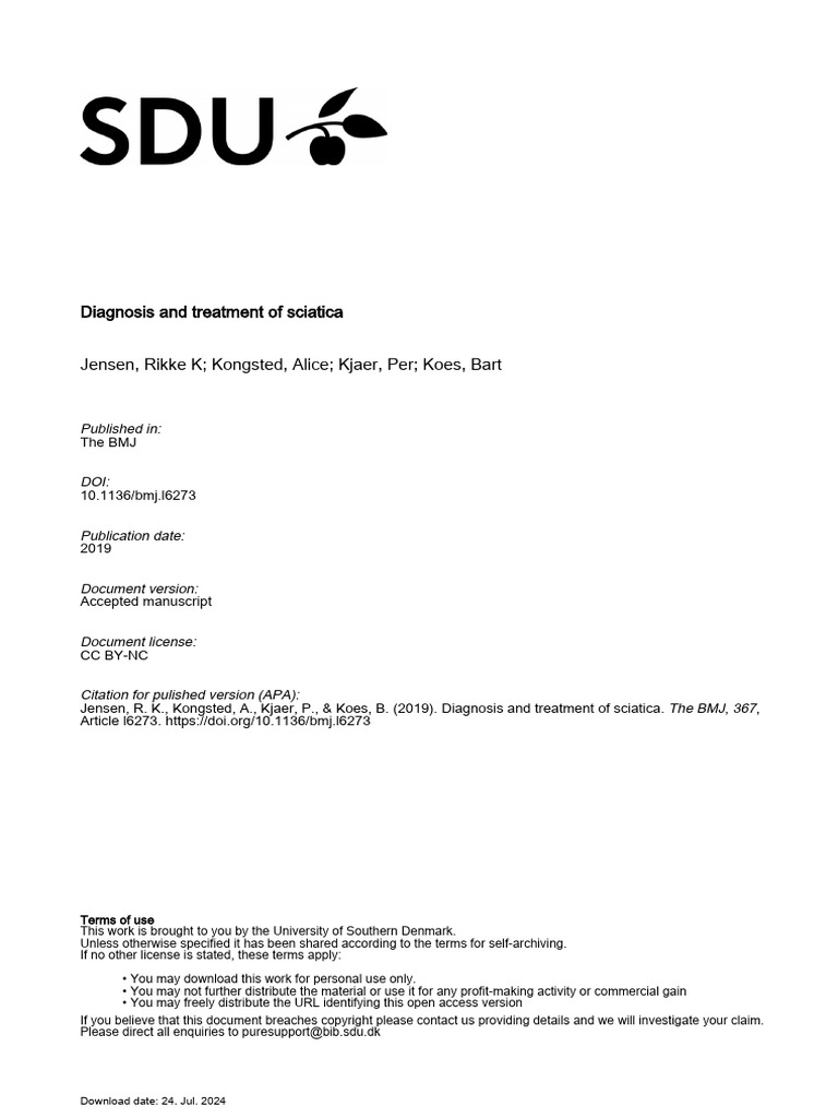 Jensen 2019 Diagnosis and Treatment of Sciatica | PDF | Diseases And Disorders | Nervous System