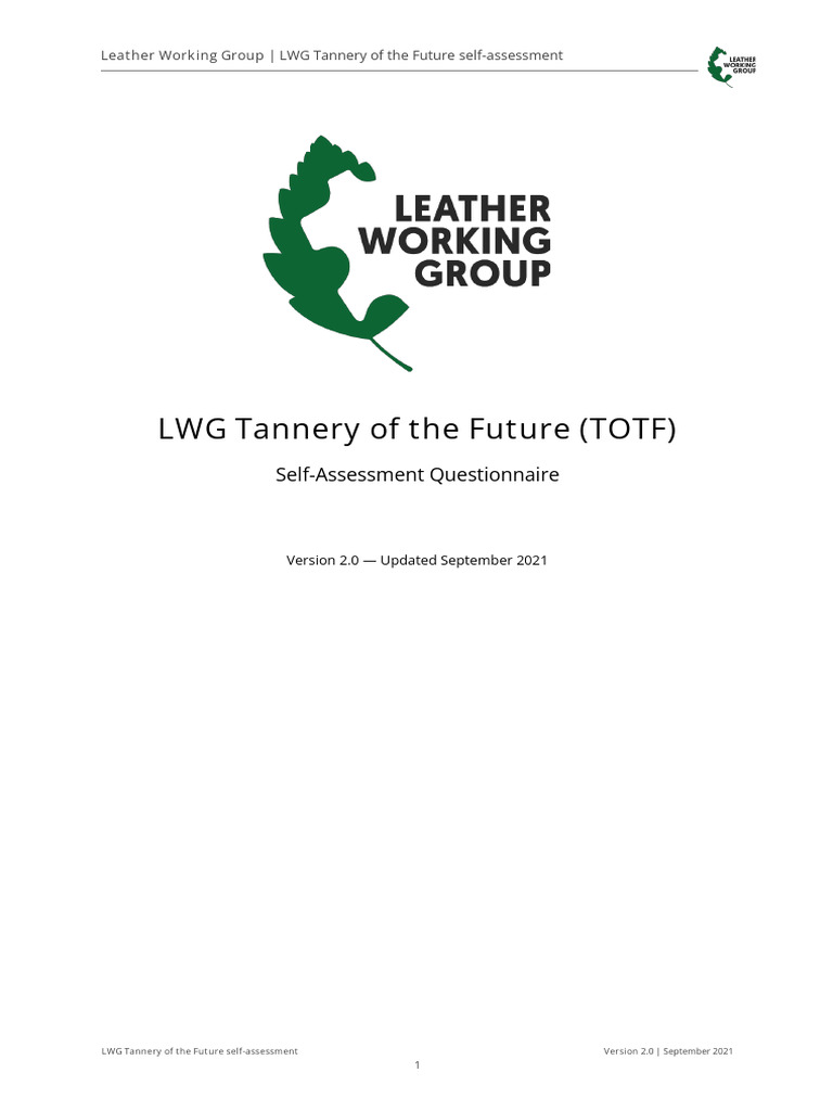 LWG Tannery Self-Assessment Guide | PDF | Waste | Effluent
