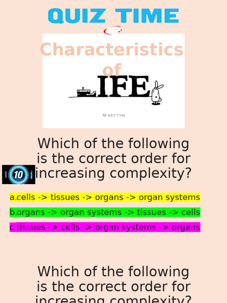 Characteristics of Life Quiz | PDF | Organisms | Life