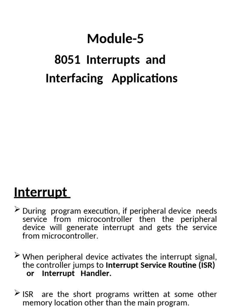Module 5 Interrupts And Interfacing Pdf Microcontroller Computer