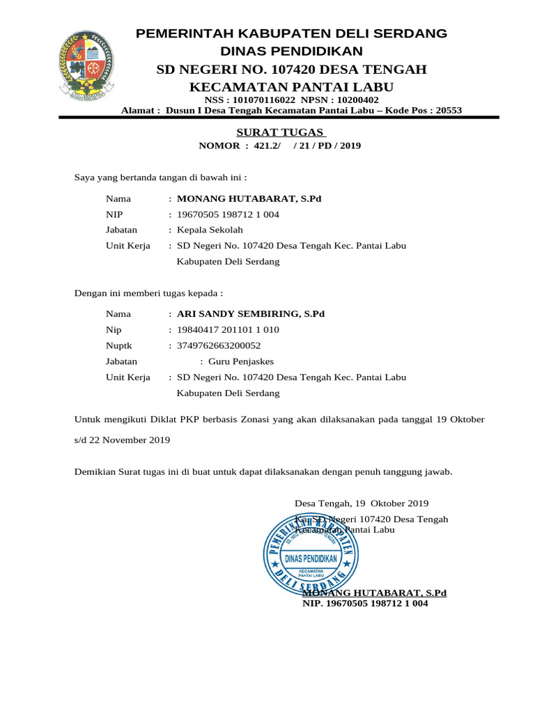 Surat Tugas PKB Diklat | PDF | Ilmu Sosial