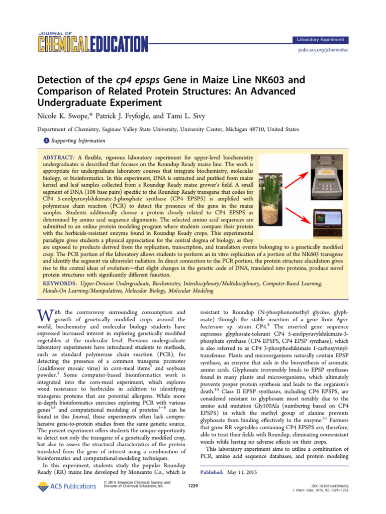 Swope Et Al 2015 Detection of The cp4 Epsps Gene in Maize Line nk603 ...