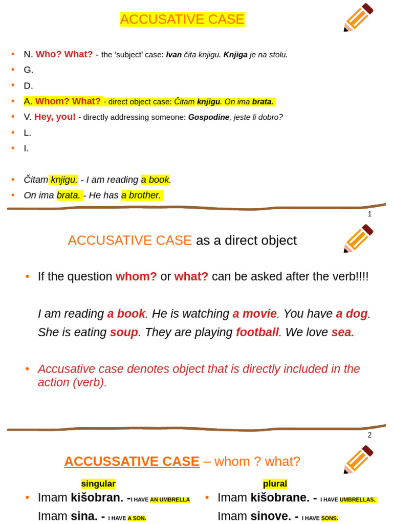 NOUNS Acc Gen Dat Updated | PDF | Grammatical Gender | Linguistics