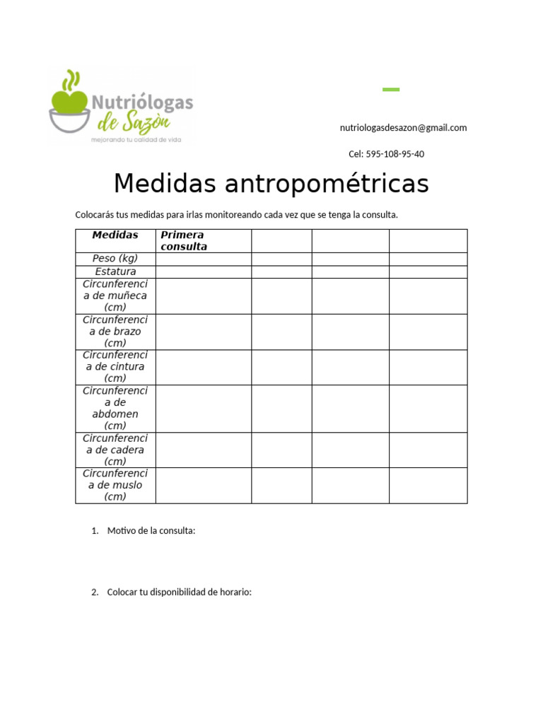 Medidas Antropometricas | PDF