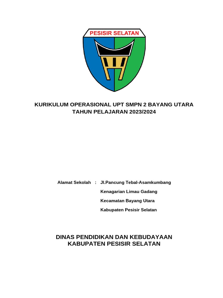 Kurikulum Operasional Upt SMPN 2 Bayang Utara | PDF