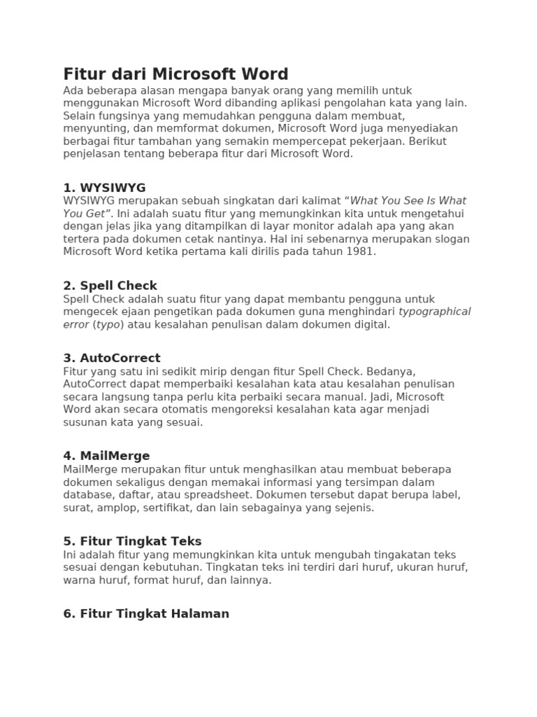 Fitur Utama Microsoft Word 2010 | PDF | Bisnis | Komputer