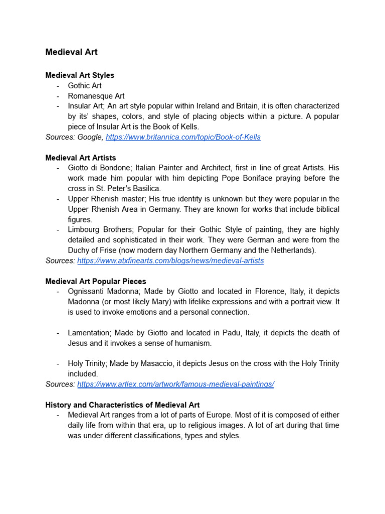Overview of Medieval Art Styles | PDF | Renaissance Art | Renaissance