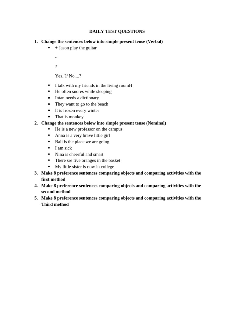 DAILY TEST QUESTIONS | PDF