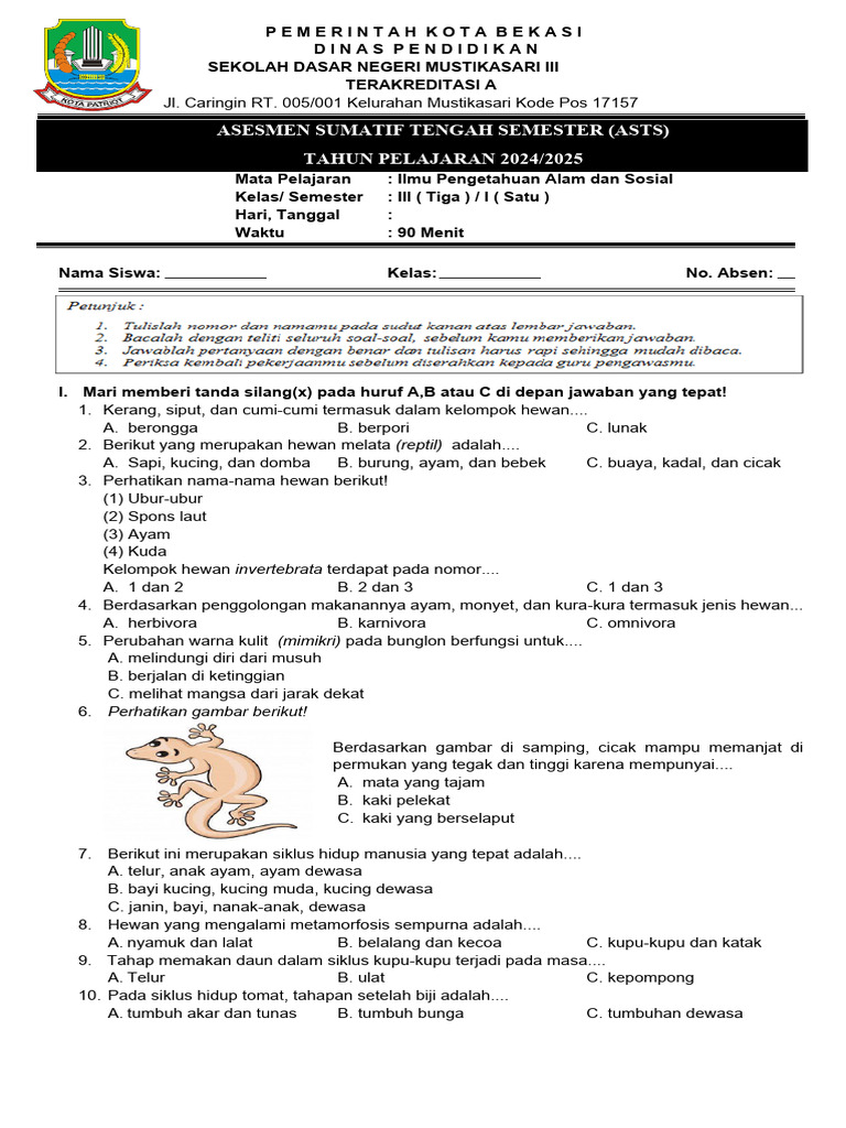 Asts Ipas Kelas 3 TP 2024-2025 | PDF