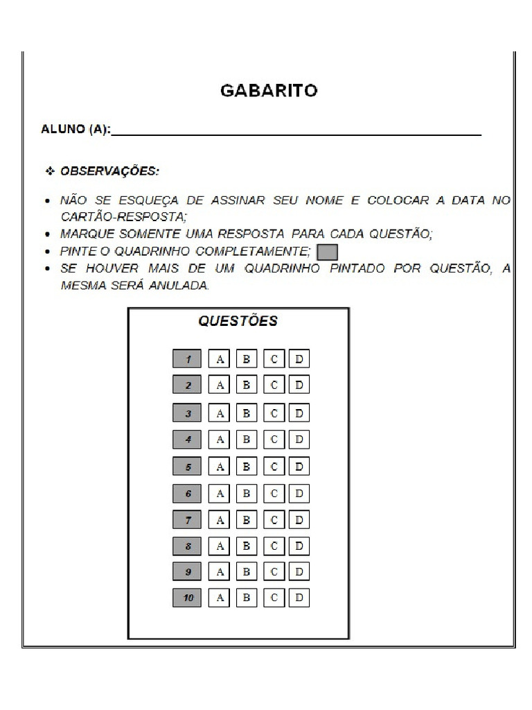 Gabarito de Simulados | PDF