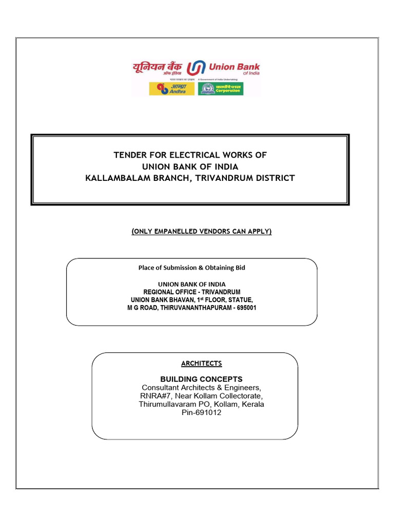 Electrification Works Kallambalam Branch Trivandrum PDF Taxes