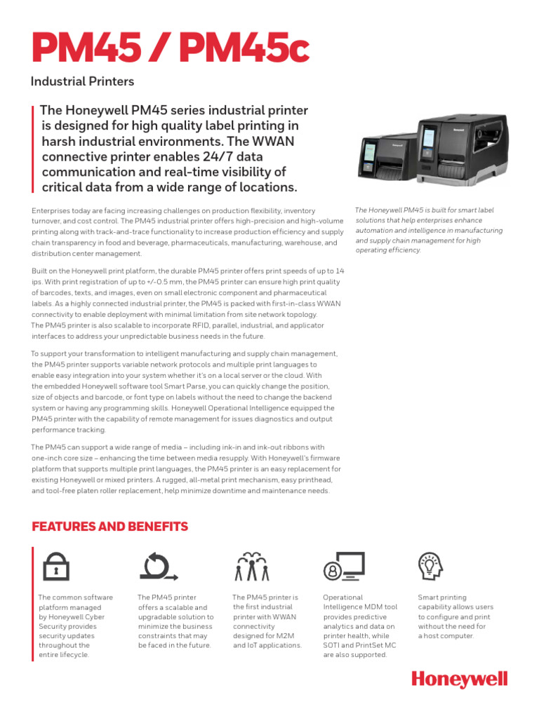 Sps PPR pm45 pm45c Industrial Printer Datasheet en | PDF | Printer ...