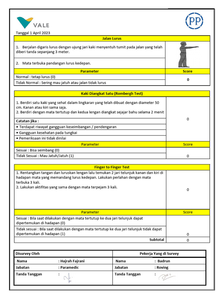 Romberg Test 1 April 2023 | PDF