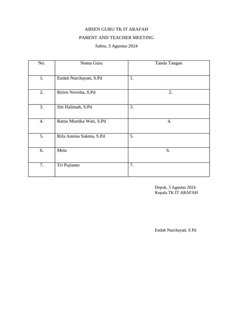 ABSEN GURU Parent Meeting | PDF | Wellness