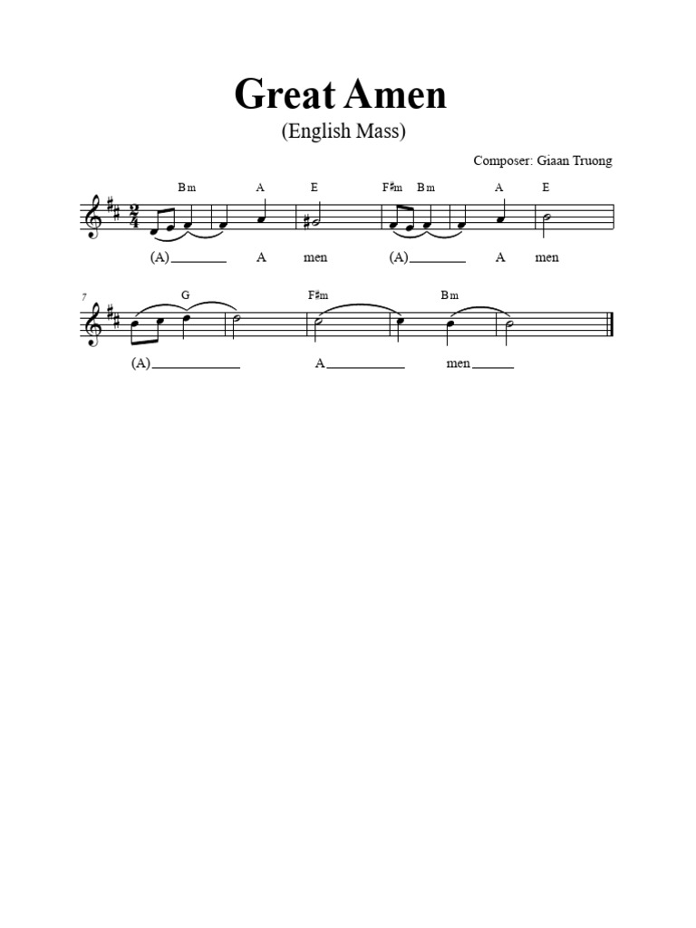 Great Amen: English Mass Composition | PDF