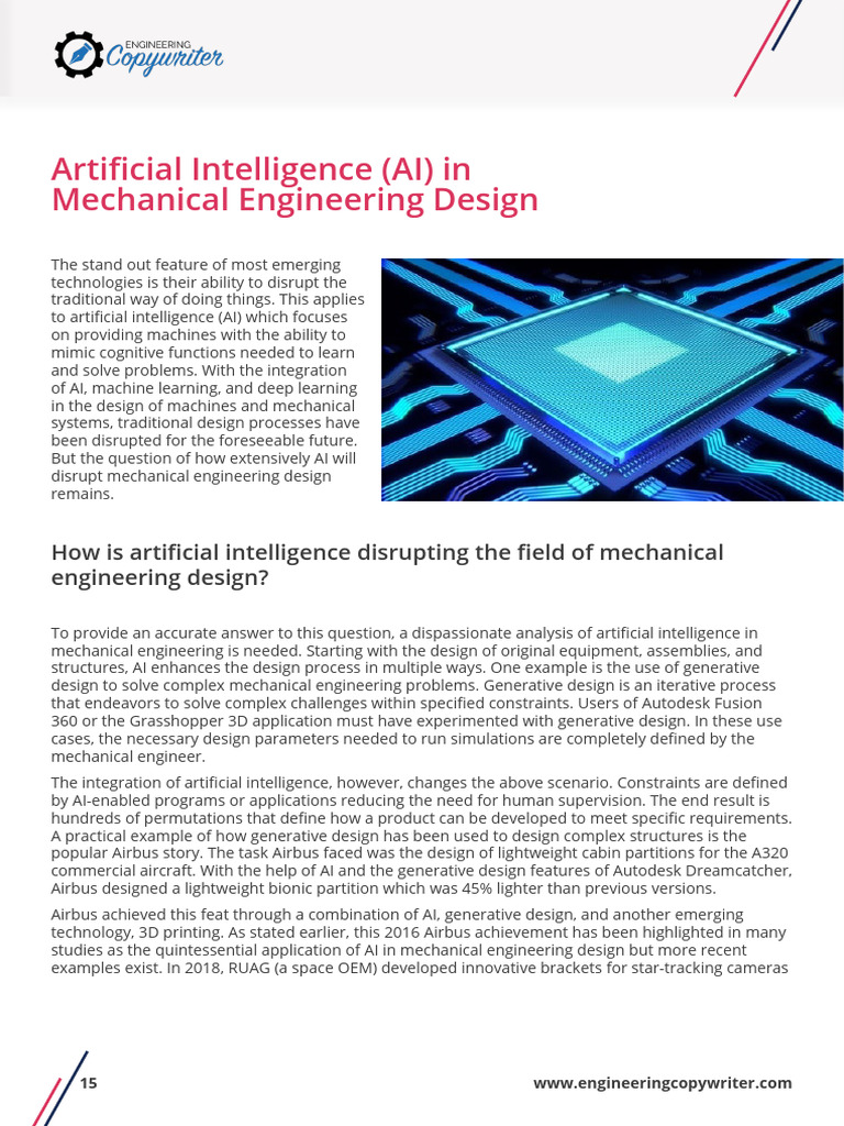 Artificial Intelligence AI in Mechanical Engineering Design | PDF ...