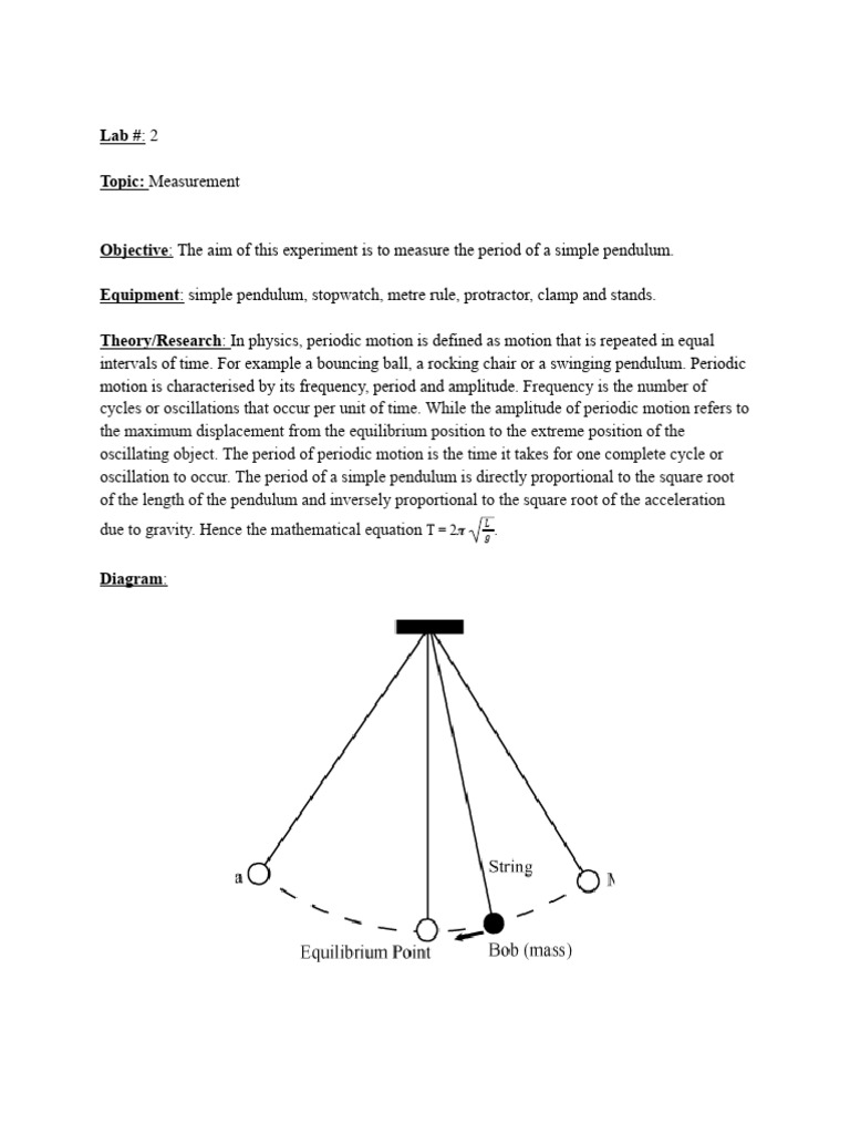 Physics Lab #2 - Measuring Time | PDF | Pendulum | Oscillation