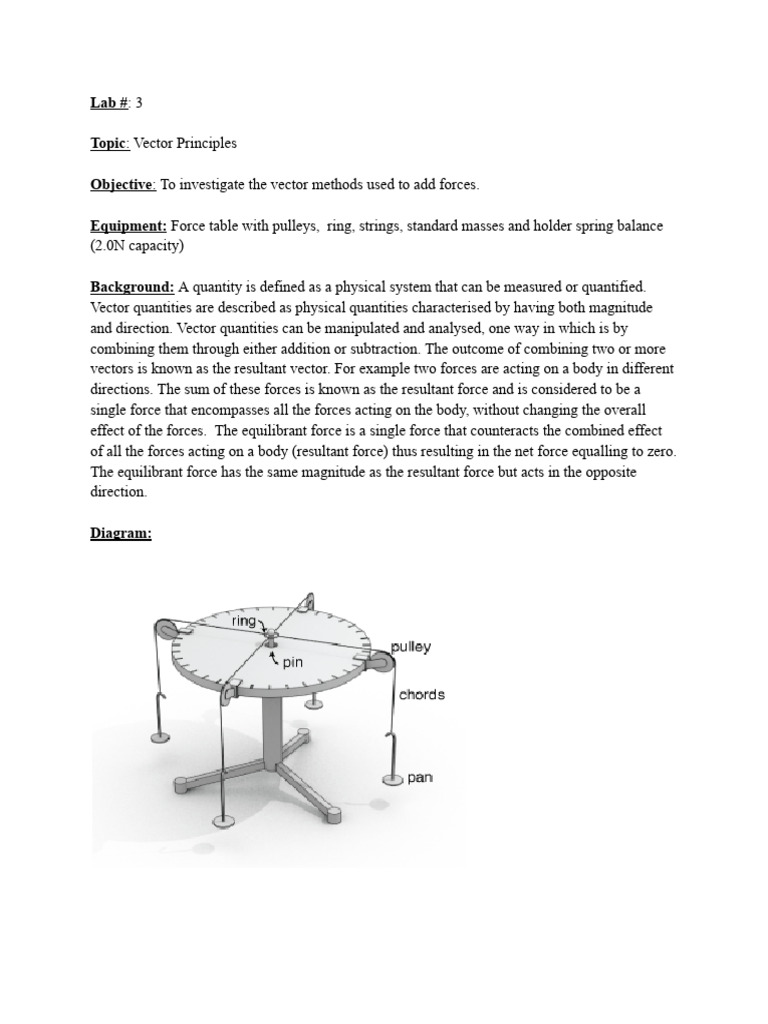 CAPE Physics Unit 1 - Lab - Vector Principles | PDF | Force | Euclidean Vector