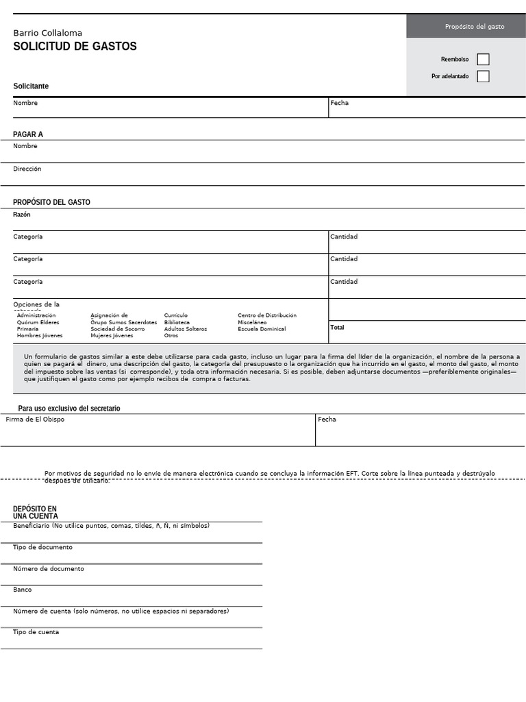 Solicitud de Gastos Barrio Collaloma | PDF | Presupuesto | Economias