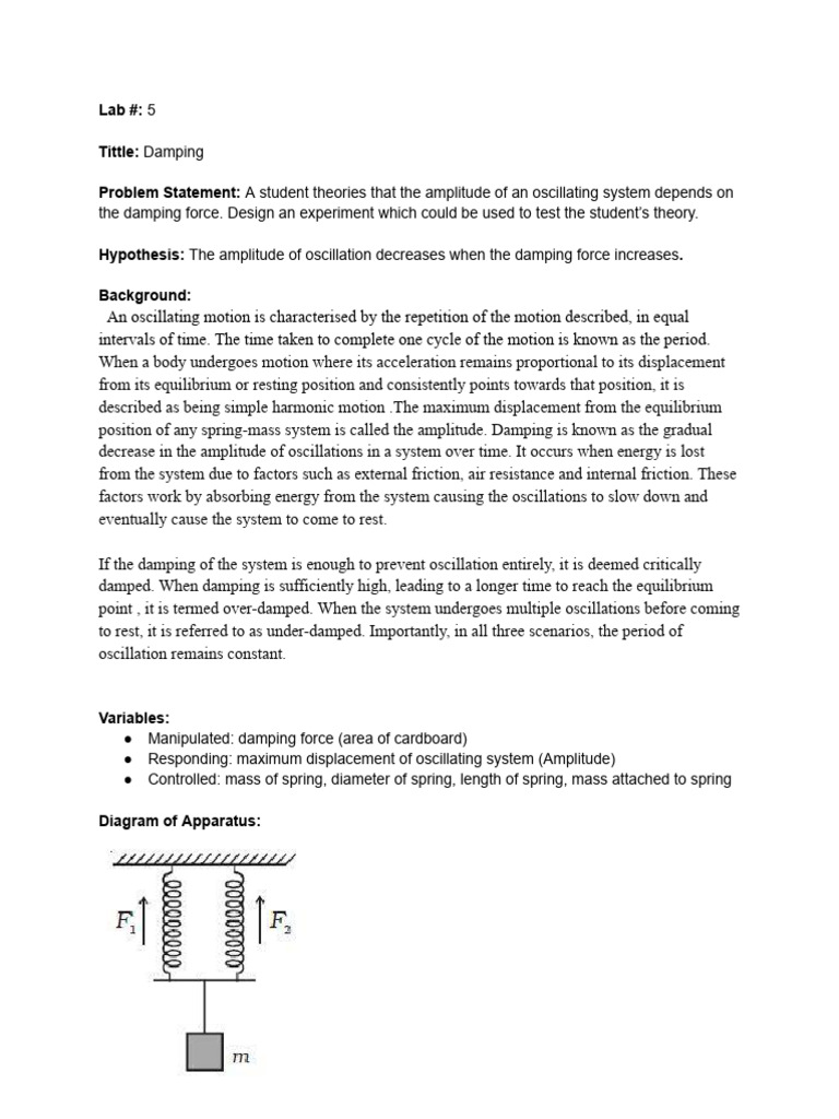 Physics Lab # 5 - Damping | PDF | Oscillation | Damping