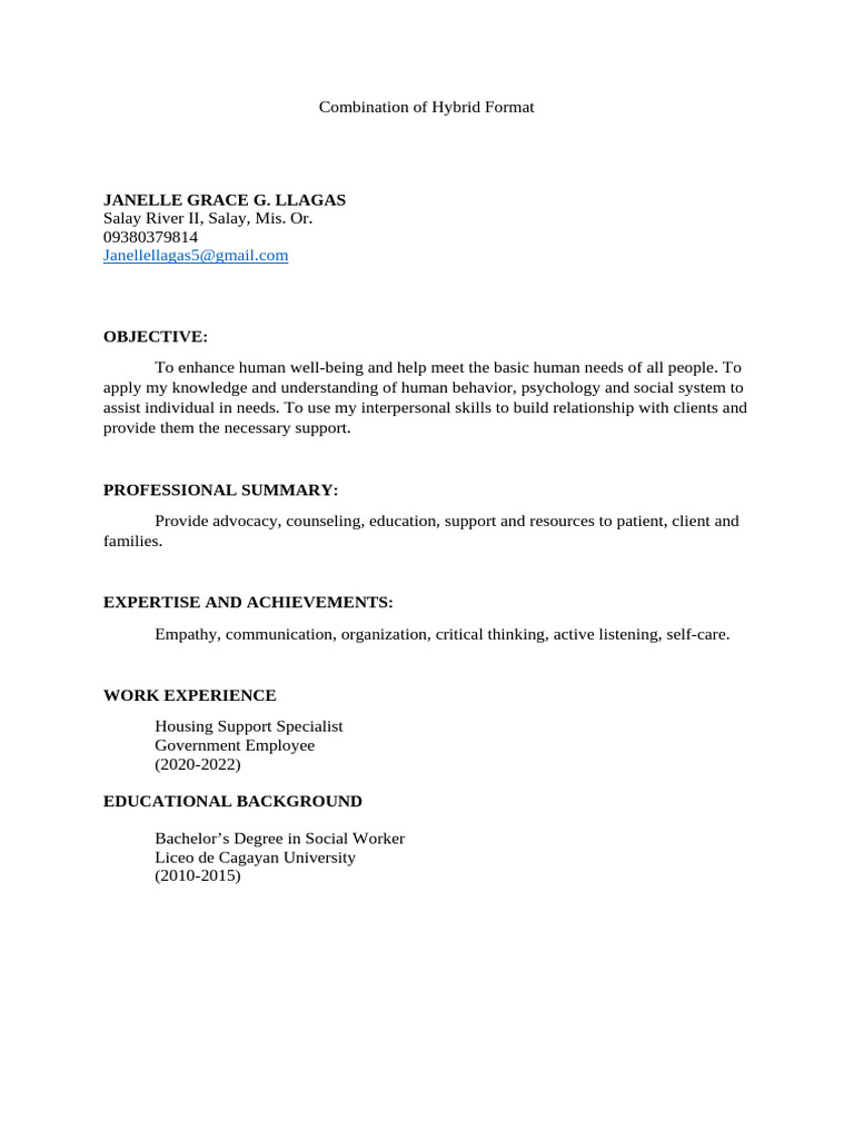 JANELLE GRACE G. LLAGAS (Resume & Application Letter) | PDF | Social ...