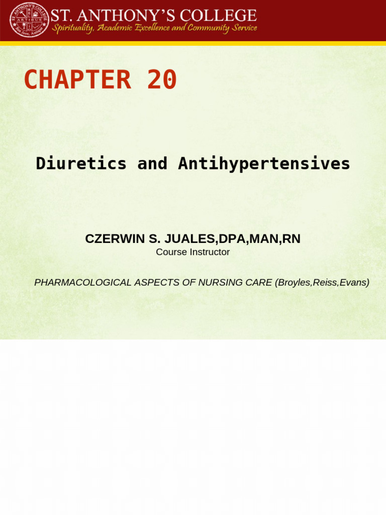 20 Diuretics and Antihypertensives | PDF | Medical Specialties