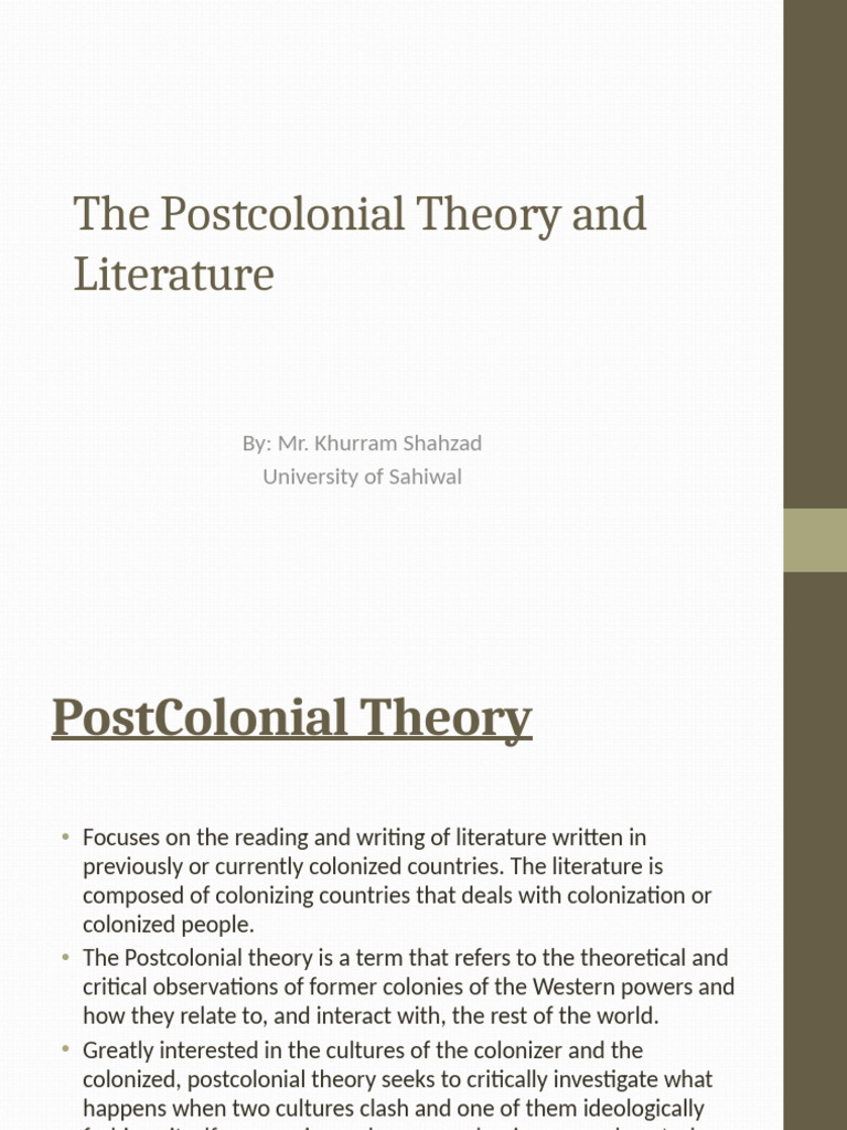 Postcolonial Theory and Litearature 1 | PDF | Postcolonialism | Orientalism (Book)
