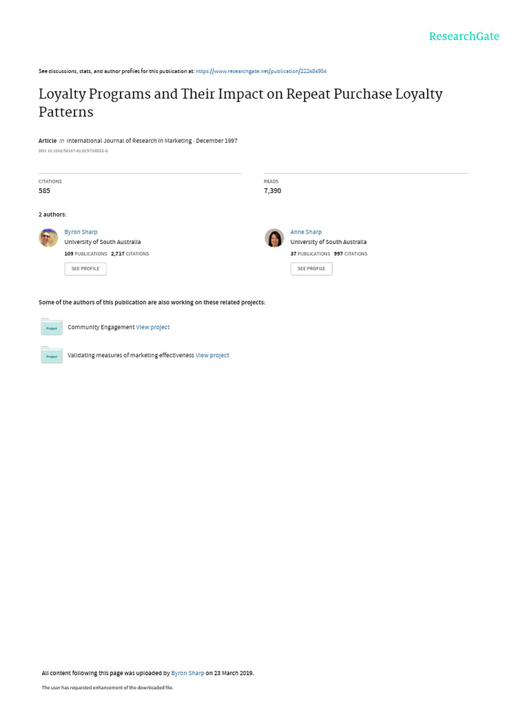 Loyalty Programs and Their Impact On Repeat Purchase Loyalty Patterns | PDF