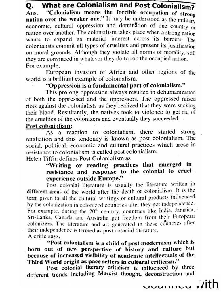 What Is Colonialism and Post Colonial Ism | PDF