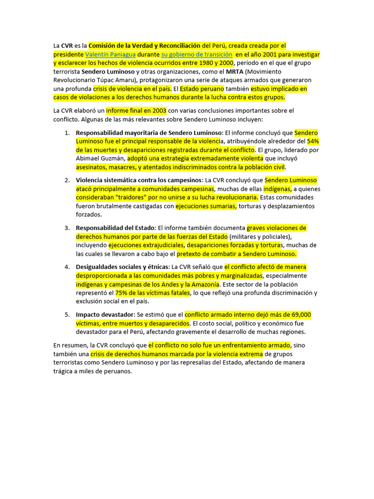 La CVR | PDF | Violencia | Derechos humanos