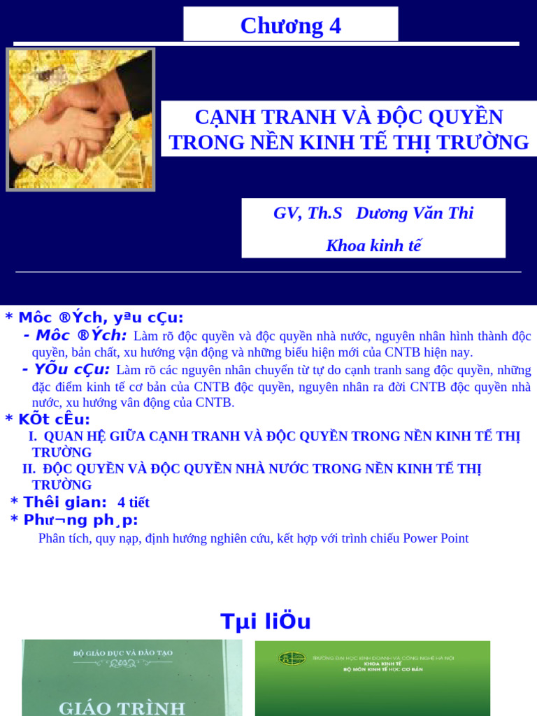 Chuong 4 - Cạnh Tranh Và Độc Quyền Trong Nền Kinh Tế Thị Trường | PDF