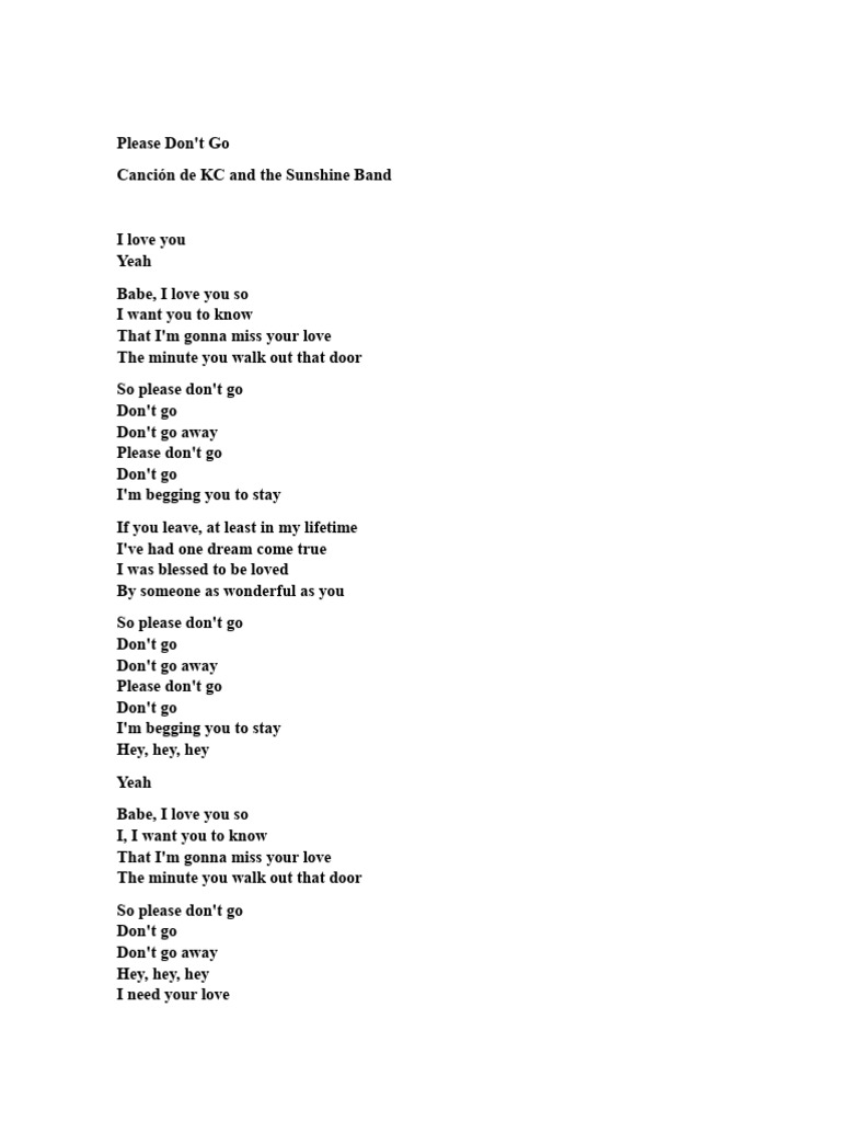 Please Dont Go - Lyrics | PDF